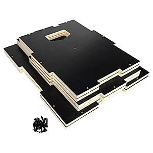 Ultra Fitness Gear Plyo Box - Anti-Slip Wood 3-in-1 Plyometric Jump Box for Training - Squat, Step Up, Box Jumps & More - Workout Box Size 16/14/12 (Small) - Home Gym Exercise Equipment