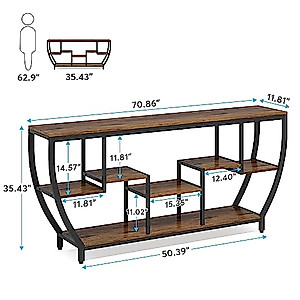 Tribesigns 70.9 Inch Long Sofa Table with Shelves, Rustic Console Table with Storage, Industrial Entryway Table TV Stand, Behind Couch Table Accent Tables for Living Room, Hallway, Foyer