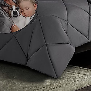 TOPLUXE Queen Comforter Set, All Season Quilted Duvet Insert with 2 Pillow Shams, Microfiber Bedding Comforter Sets Queen, Lightweight (Queen, Grey)