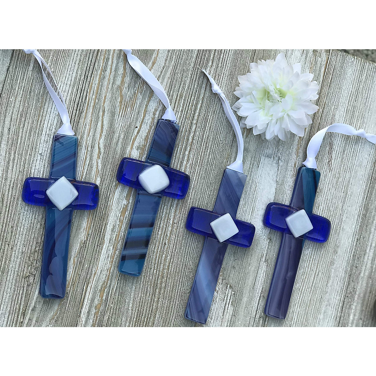 The Grandparent Gift Co. Made Like You Handmade Glass Cross Gift for Brother, Blue