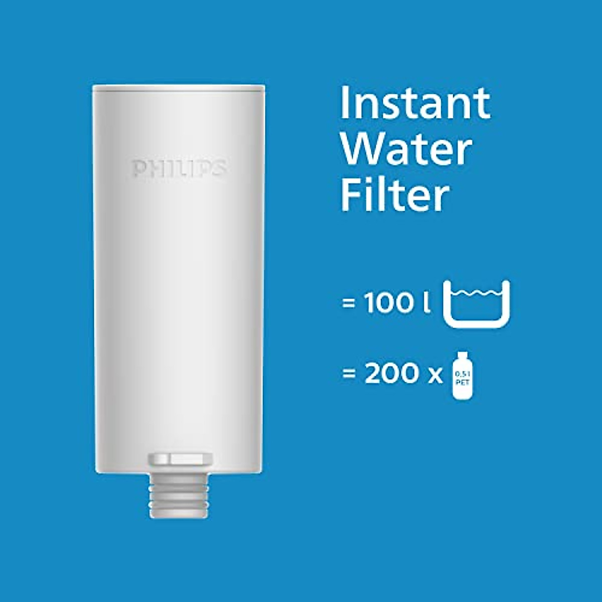 Philips Water Instant Water Filter - 3L Capacity, 1L/min Fast Flow, USB-C Rechargable