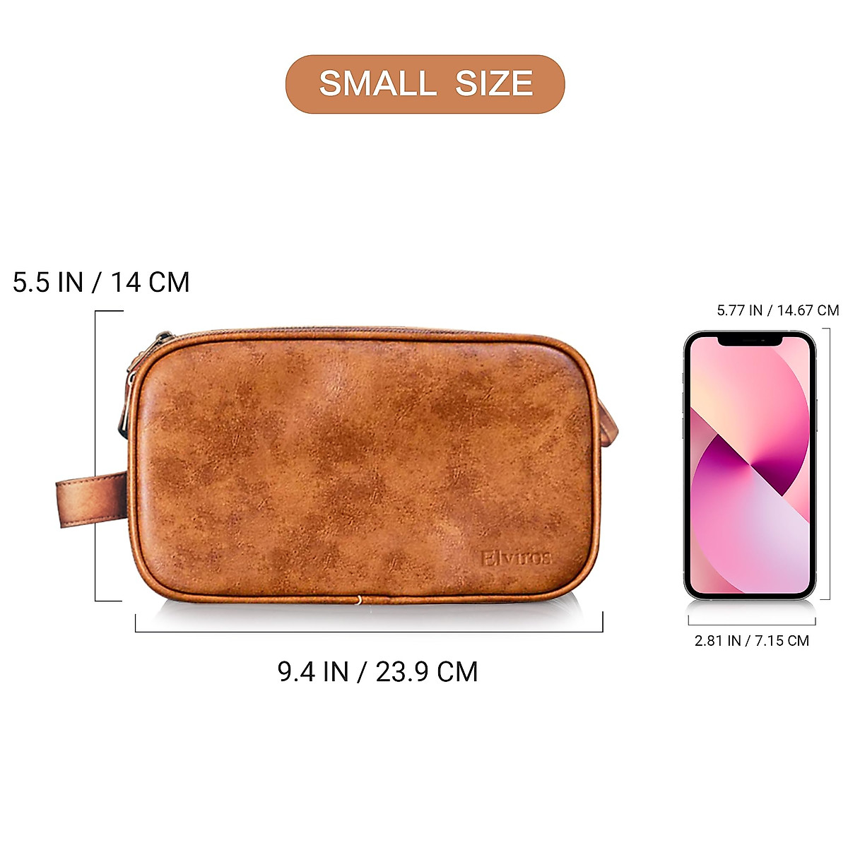 Elviros Travel Toiletry Bag for Men, Shaving Dopp Kit Water-resistant Bathroom Small Toiletries Organizer PU Leather Cosmetic Bags