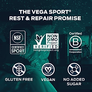 Vega Nighttime Rest & Repair Protein Powder, Chocolate Strawberry - 18g Vegan Plant Protein, 3mg Melatonin, Magnesium for Women & Men, 15 oz (Packaging May Vary)