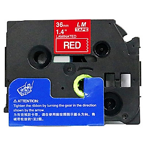 LM Tapes - Premium 1.5" (36mm) White on Red Compatible TZe P-Touch Tape for use with Brother PT-P910BT, PTP910BT, PT-P910, PTP910 Cube Label Maker Includes Tape Size/Color Guide.