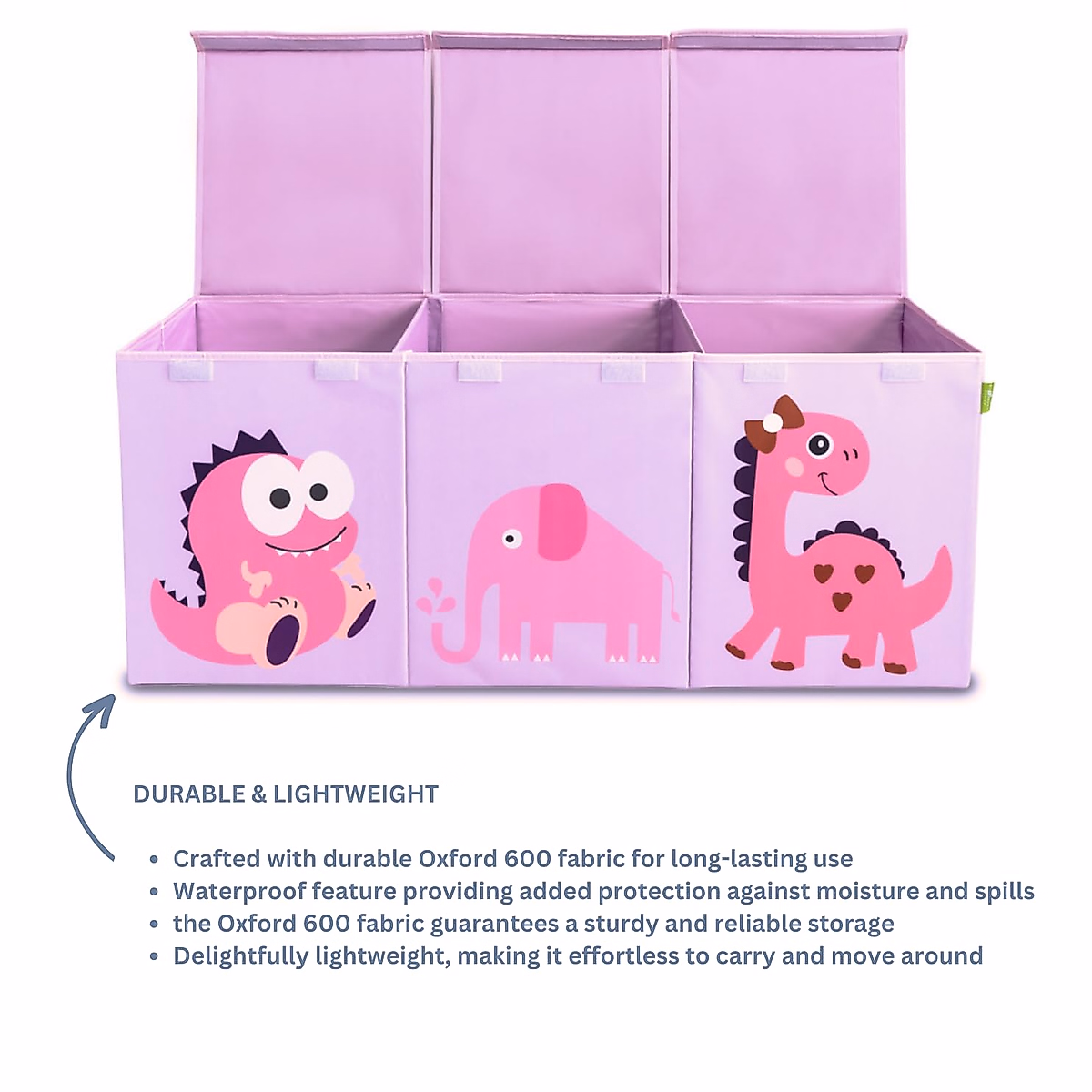 Ethiques Purple (Cute Dinosaur) Collapsible Large toy chest 40X16X14 Inch