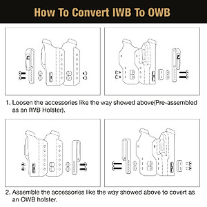 OWB Holster Compatible with Glock 43 43x, Outside Waistband Carry Holster Compatible with G43 43x, OWB Right Hand Draw Gun Holster for Men/Women Adj. Cant & Retention，Clear