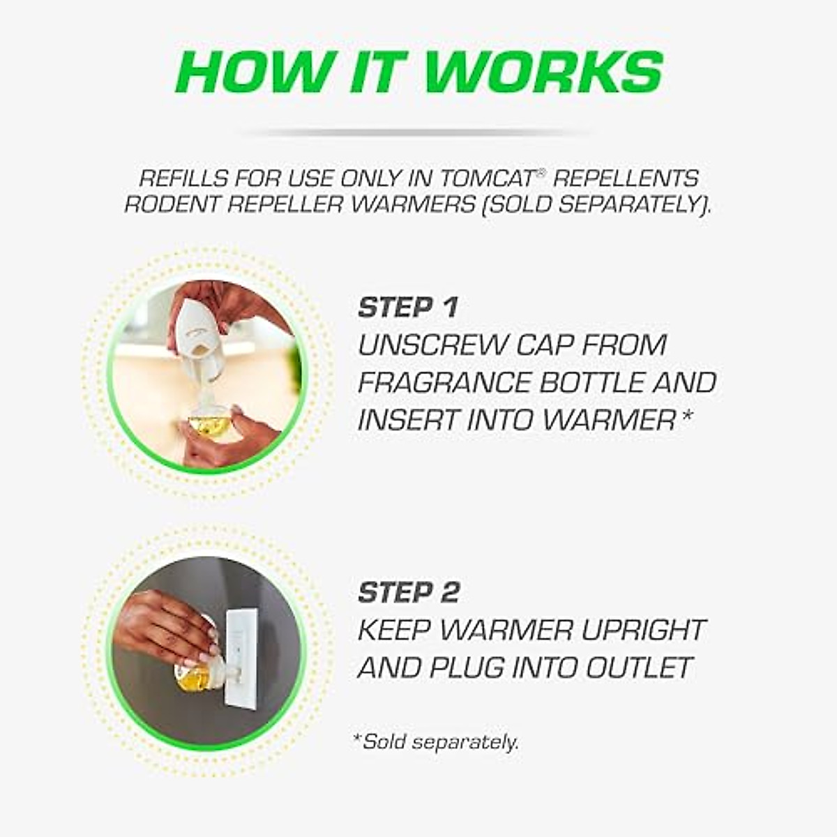 Tomcat Rodent Repeller Essential Oil Refill Pack Plug-In with Lemongrass, Cinnamon, and Peppermint Oil, 2 Refill Bottles