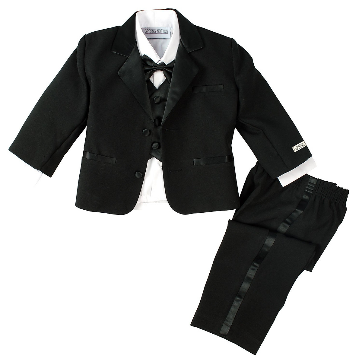 Spring Notion Baby Boys' Black Classic Fit Tuxedo Set, No Tail 6