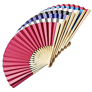 RAZZUM Decorative Folding Fans Solid Hand Held Paper Fans Bamboo Folding Fans Handheld Folded Fan for Party Hand Fan Cool Bamboo Flower Personalized fan