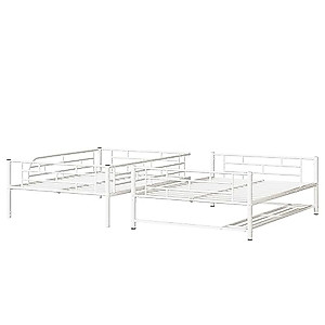 Merax Full Over Full Metal Bunk Bed Frame with Shelf and Guardrails for Bedroom for Boys Girls and Adult,White