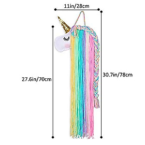 Beinou Unicorn Hair Clips Holder Rainbow Yarn Tassels Hair Bows Storage Shy Unicorn Face Headband Organizer Unicorn Theme Party Decorations