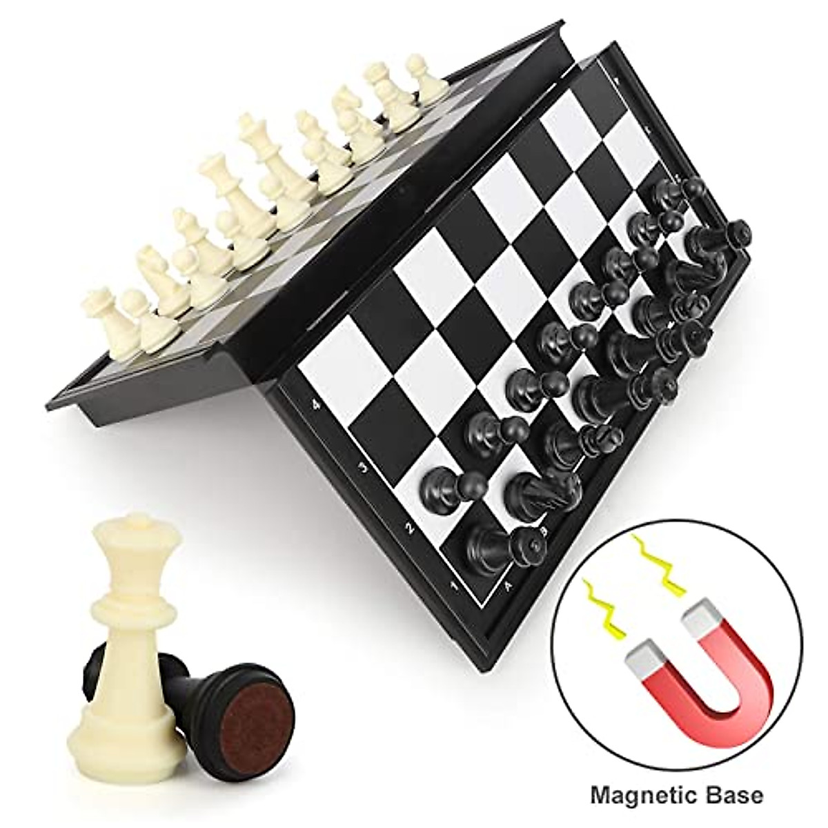 Aomola Travel Chess Set for Kids and Adults 3 in 1 Magnetic Chess Checkers Backgammon Folding Board Games Educational Toys with Storage Bag, 9.8" x 9.8"