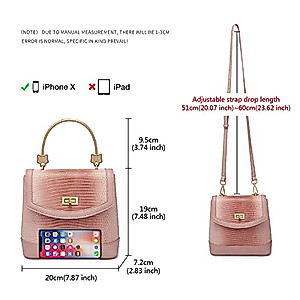 FOXLOVER Genuine Leather Shoulder Bucket Bags for Women Small Handbags Original Design Crocodile Pattern Crossbody Bags Purses(pink)