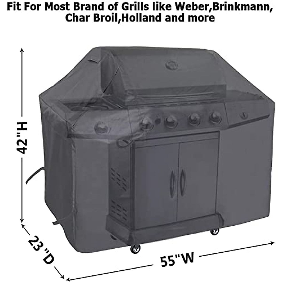 NEXCOVER Barbecue Gas Grill Cover - 55 Inch Waterproof BBQ Cover, Outdoor Heavy Duty Grill Cover, Fade & Weather Resistant Upgraded Material, Barbecue Cover for Weber, Brinkmann, Char Broil and More