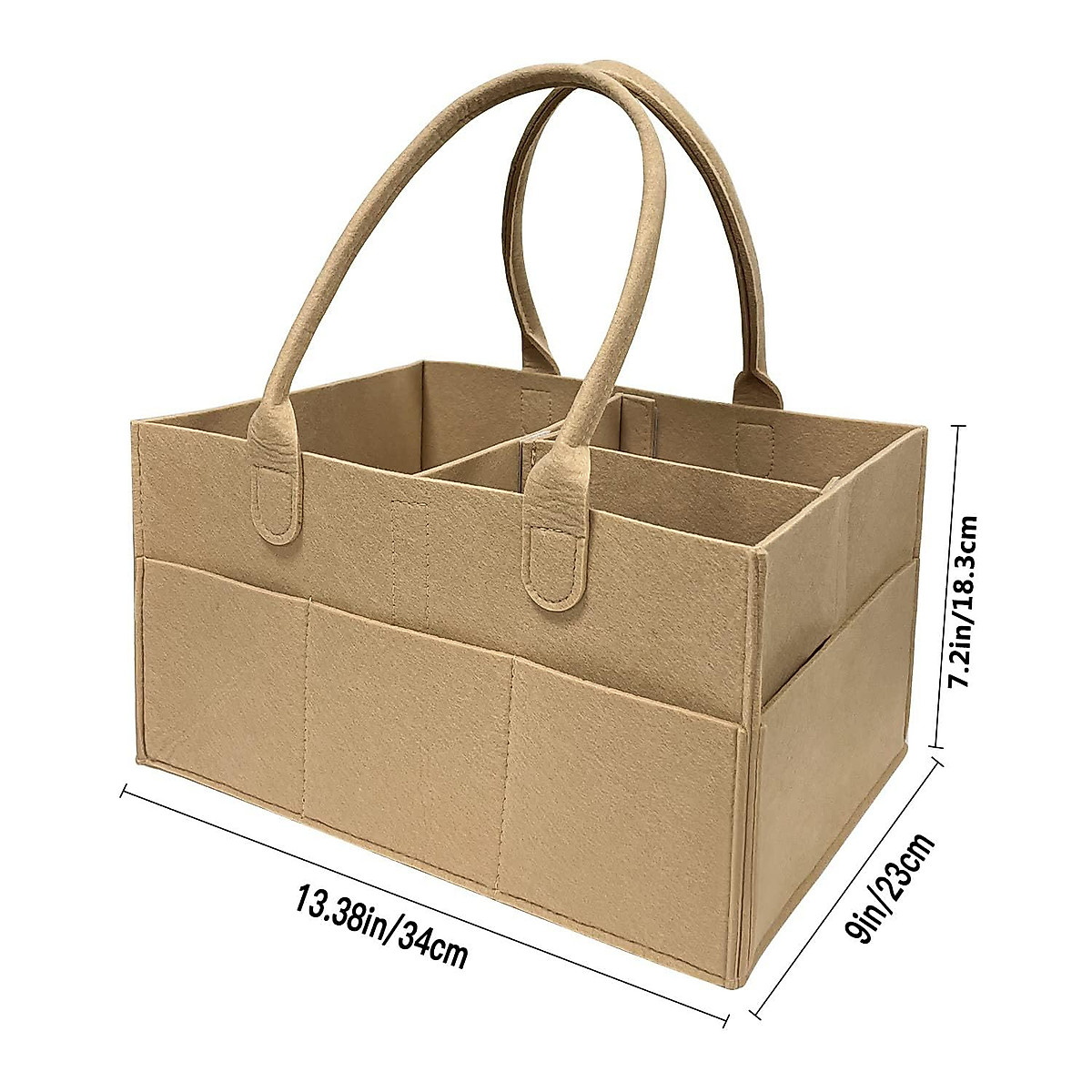 Esoes Diaper Caddy Organizer, Baby Diaper Caddy, Nursery Storage Basket Bin and Car for Diapers and Baby Wipes, Nappy Bags for Mom Toys Storage for Child (Beige)