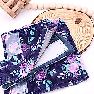 Baby Carseat Headrest and Strap Covers, Purple Floral Minky Infant Strollers Head Support & Seat Belt Cover, Toddler Strollers Headrest and Neck Cover, Car Accessories for Newborn Boys & Girls