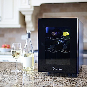 Magic Chef MCWC6B 6-Bottle Single-Zone Black Wine Cooler, 20.1L x 10.9W x 15H