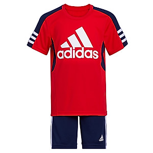 adidas Boys' Baby 2 Piece Game Time Short Set, Vivid Red, 24 Months