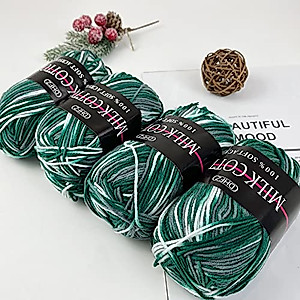 4 ROLL Yarn for Knitting Crochet, Velvet Yarn Knitting Yarn Fabric Cloth for DIY Craft Handmade VOORF Thread New Year Christmas Gift -Green, 142 Yards x 4