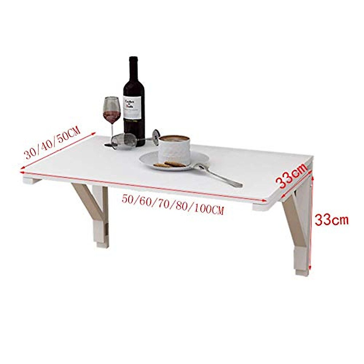 PIBM Stylish Simplicity Shelf Wall Mounted Floating Rack Table Laptop Stand Desk Foldable Solid Wood Multifunction Simple Restaurant Bedroom Living Room,8 Sizes, White ,