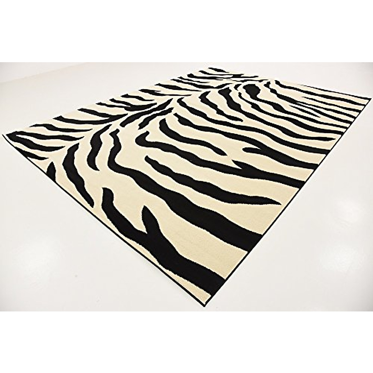 Unique Loom Wildlife Collection Animal Inspired with Zebra Design Area Rug, 9 ft x 12 ft, Ivory/Black