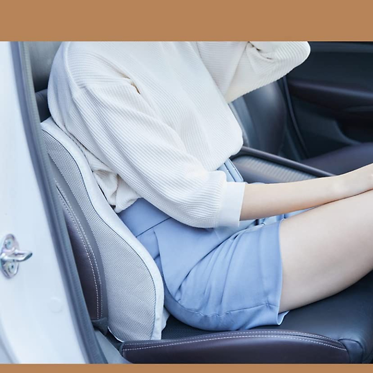 FZZDP Memory Foam Lumbar Support Cushion for Back Waist Orthopedic Pillow Office Chair Cushion Car Seat Massage Pad