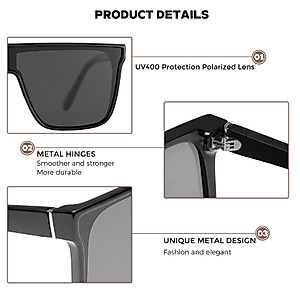 mosanana Polarized Square Sunglasses for Women Men, Oversized Trendy Designer Fashion Cool Big Large Wide Rectangular Black Shades MS52363