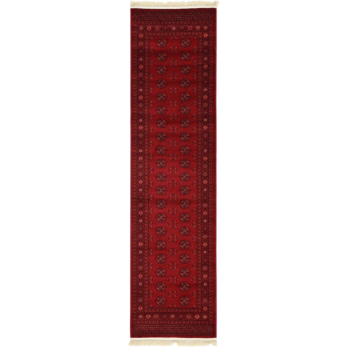 Unique Loom Tekke Collection Over-Dyed Saturated Traditional Torkaman Area Rug, 2 ft 7 in x 10 ft, Red/Burgundy