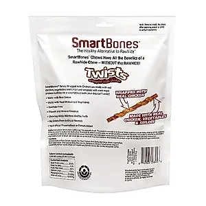 SmartBones Twists Wrapped with Chicken Made with Real Sirloin, 30 Count, Treat Your Dog to a Rawhide-Free Chew, 1 Count (Pack of 1)