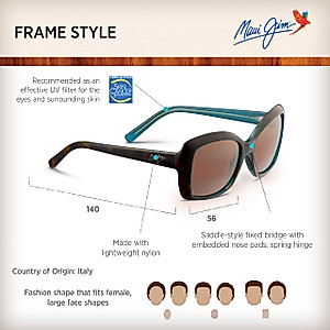 Maui Jim Women's Orchid Polarized Fashion Sunglasses, Tortoise w/Peacock/HCL® Bronze, Medium