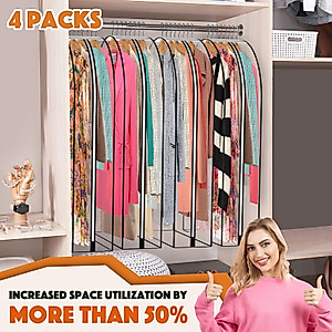 BAMALU 4 Packs 40" Clear Garment Bags for Hanging Clothes, 10" Gusseted Garment Bags for Closet Storage,Clean and tidy Plastic Garment Bags Covers for Coats, Dresses, Jackets