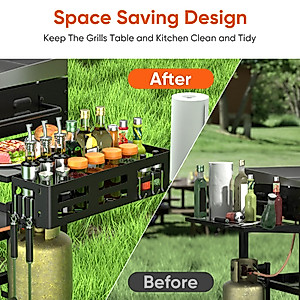 OOKUU Griddle Caddy for Blackstone 28"/36" Griddles/Prep Cart, Upgrade 3 in 1 Grill Accessories Space Saving for Blackstone Griddle Accessories, BBQ Accessories Storage Box with Paper Towel Holder