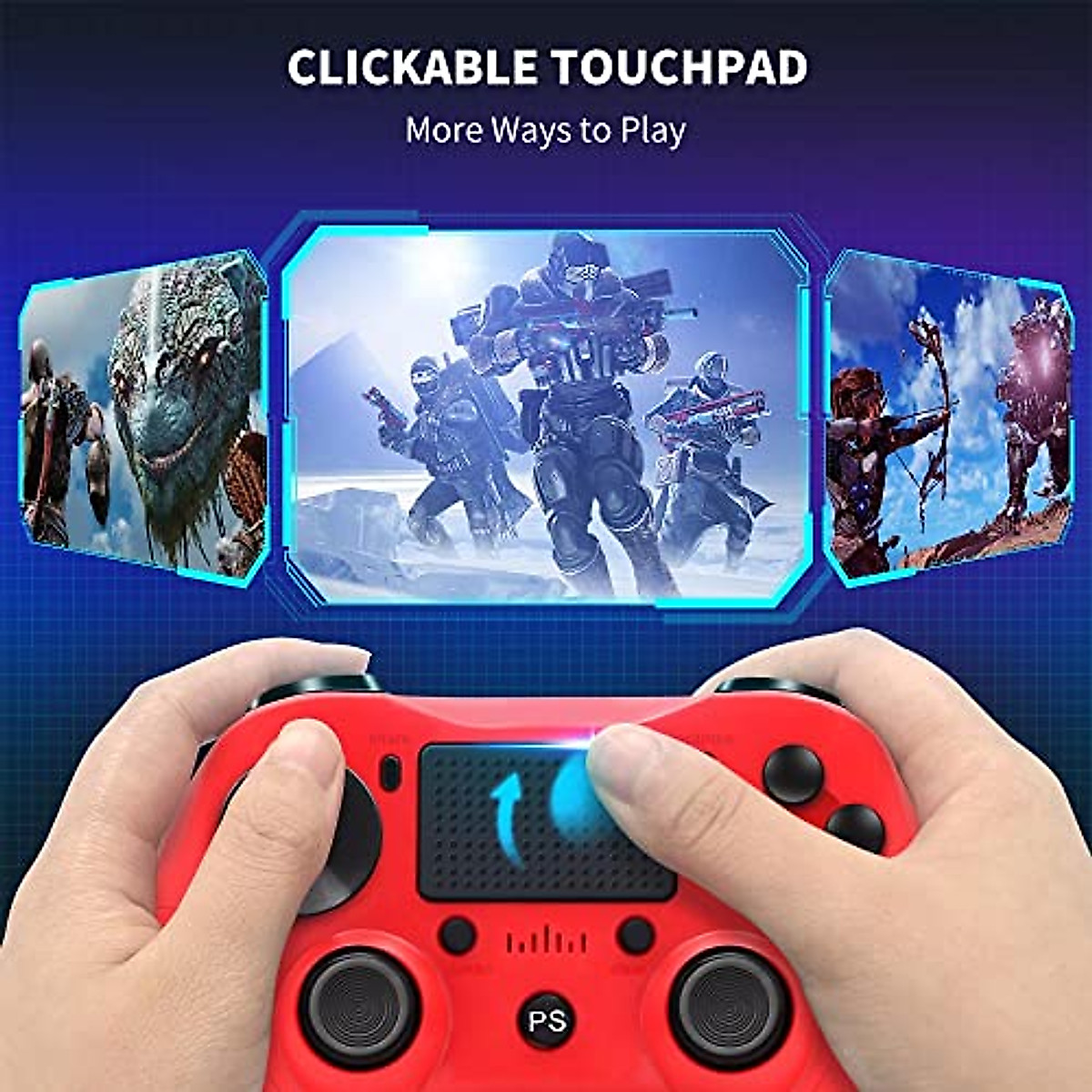 EFFUN Wireless Controller for PS4 /Slim/Pro/PC, Pa4 Controller for Playstation 4 Controller for PS4 Controller with DoubleShock, Motion Sense, Touchpad, Audio Jack, Speaker, Turbo, Gifts for Children
