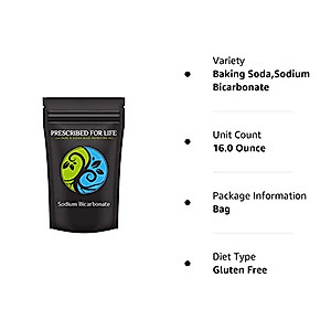 Prescribed For Life, Natural Sodium Bicarbonate (Baking Soda) Powder, 1 Lb Pouch