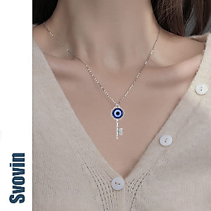 Svovin 23 Pieces Evil Eye Necklace Pendant for Women Men Turkish Lucky Blue Eyes Amulet Leather Rope Evil Eyes Earrings Bracelets Jewelry Set