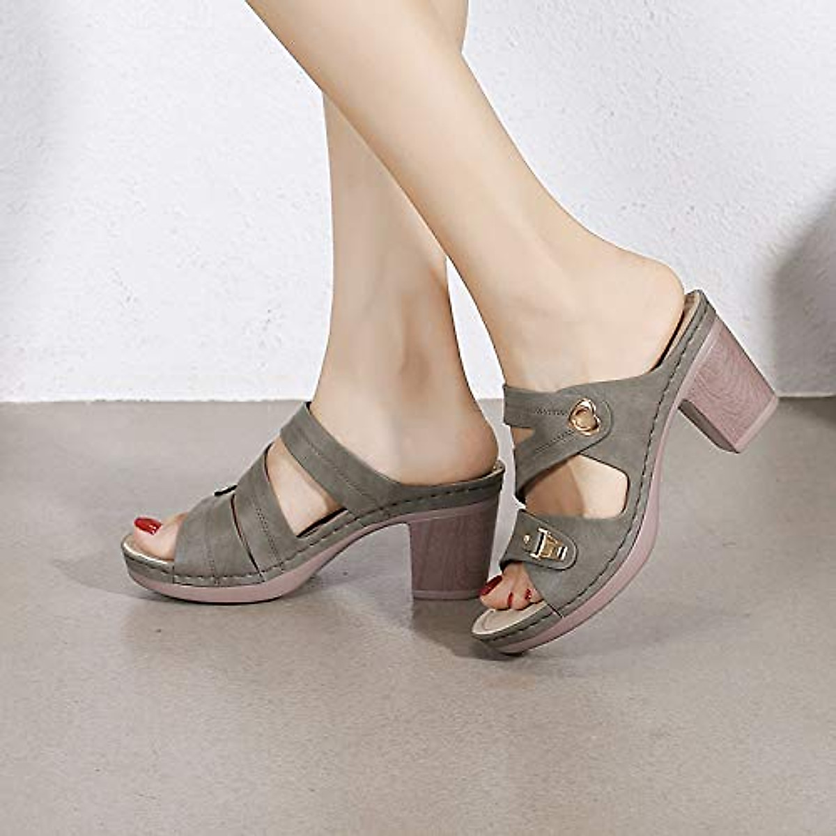 Summer Womens Sandals,Women's Casual Fashion Shoes Breathable High Heels Outdoor Casual Sandals Green