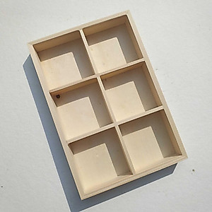 Cabilock 3 pcs Wooden 6-grid Pigment Storage Box Wooden storage box compartment storage six storage