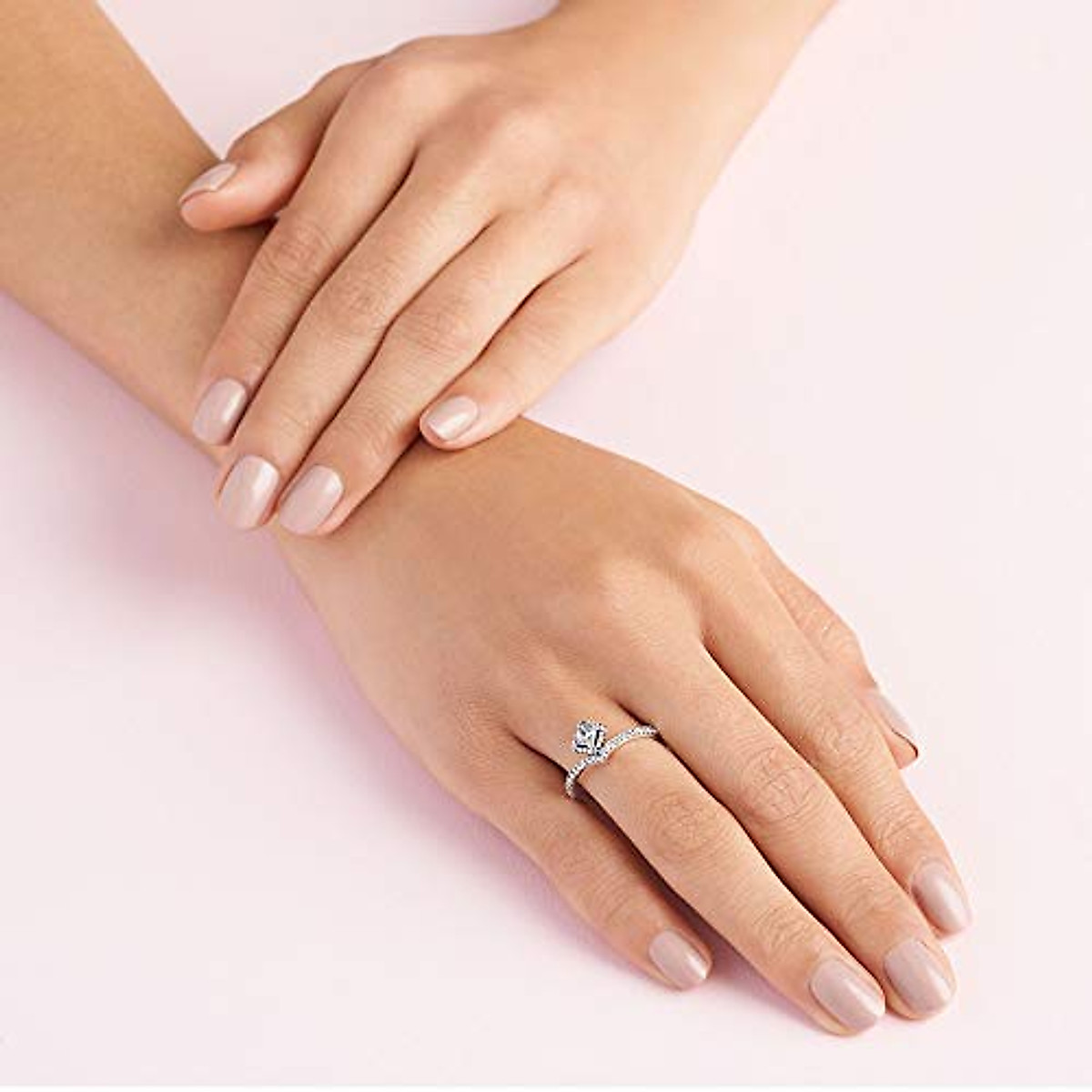 Pandora Jewelry Square Sparkle Wishbone Cubic Zirconia Ring in Sterling Silver, Size 6