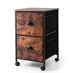 TOPSKY Mobile File Cabinet, Fabric Vertical File Cabinet for Letter Size (Rustic Brown, 2 Drawer)