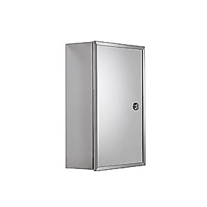 Croydex WC846005AZ Trent Stainless Steel Lockable Surface Mount Medicine Cabinet with Keys, 15.7 x 9.8 x 5.2 In.