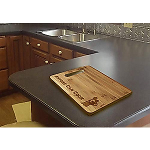 Hat Shark "Anyone Can Cook" Funny Laser Engraved Bamboo Cutting Board - Wedding, Housewarming, Anniversary, Birthday (12.75 x 9.25)