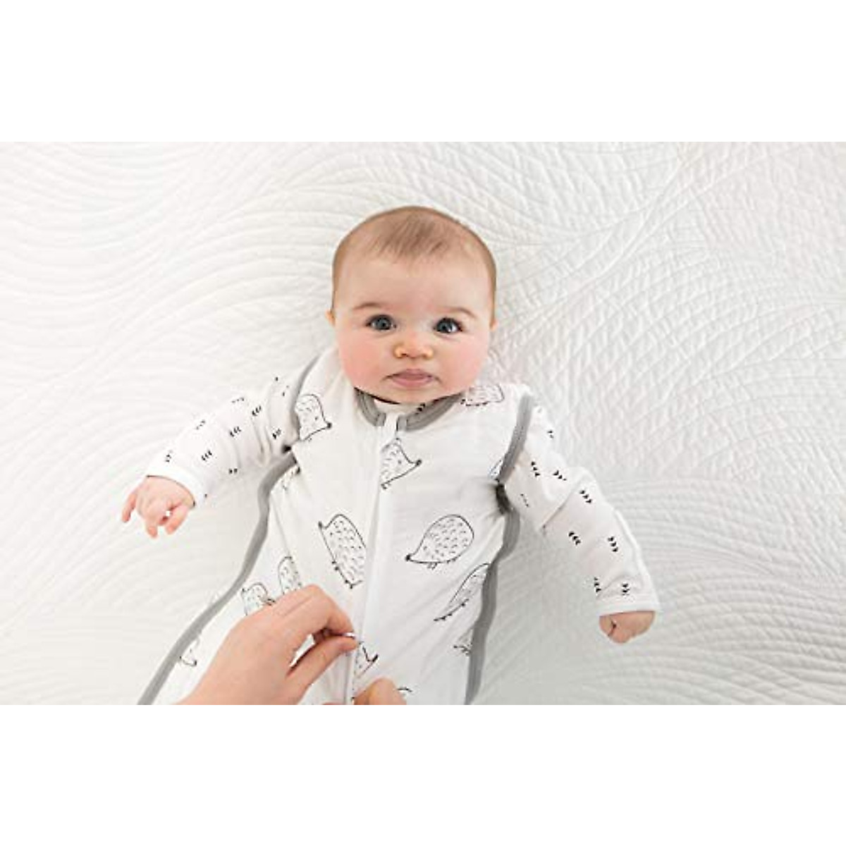 SwaddleDesigns Cotton Muslin zzZipMe Sleeping Sack, Wearable Blanket with 2-Way Zipper, Black Hedgehog, Large (12-18 Month) (Pack of 1)