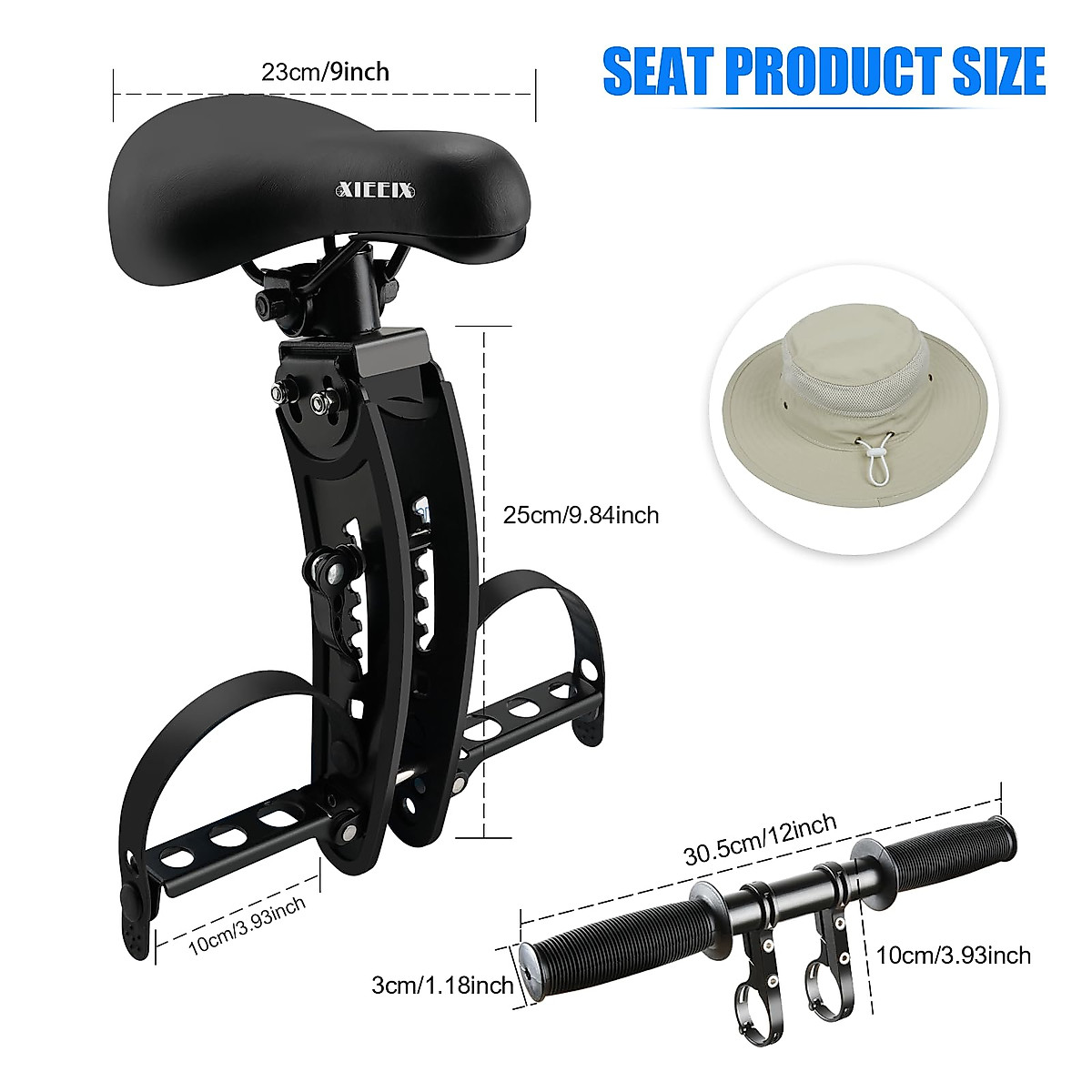 XIEEIX Kids Bike Seat Set,New MTB Child Seat, Front Mounted Bicycle Seats for Kids 2-5 Years (up to 48lbs) Compatible with All Adult Mountain Bikes