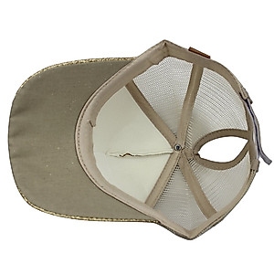 Womens Summer Glitter Messy Bun Mesh High Ponytail Baseball Tennis Sun Hat Cap Gold