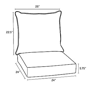Cream Bek Texture Deep Seat Replacement Cushion 24 x 24 x 5.75 in & 24 x 22.5 x 5.75 in (Shipped in Re-sealable Vacuum Storage Bag) for Outdoor Patio Furniture