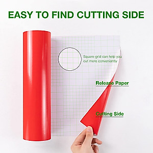 Red Permanent Vinyl Roll - 12" x 50 FT Matte Red Vinyl for Cricut, Silhouette, Cameo Cutters, Adhesive Vinyl Roll for Signs, Scrapbooking