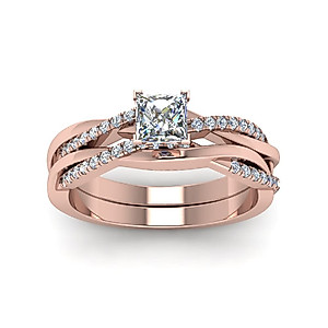 SISGEM Princess Cut Engagement Rings Set for Women,1.84/2.84 CTW Infinity Twist Moissanite Rings Sterling Silver Wedding Engagement Anniversary Set Bands Free Engraved