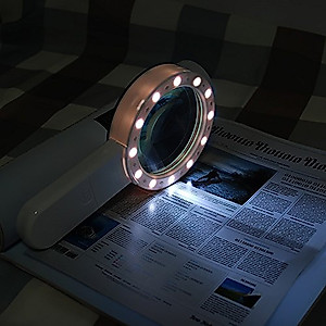 Magnifying Glass 30X, Large Magnifier with Light, LED Illuminated & Handheld, Premium High Power Magnify Glass for Reading Books, Seniors, Macular Degeneration, Stamps