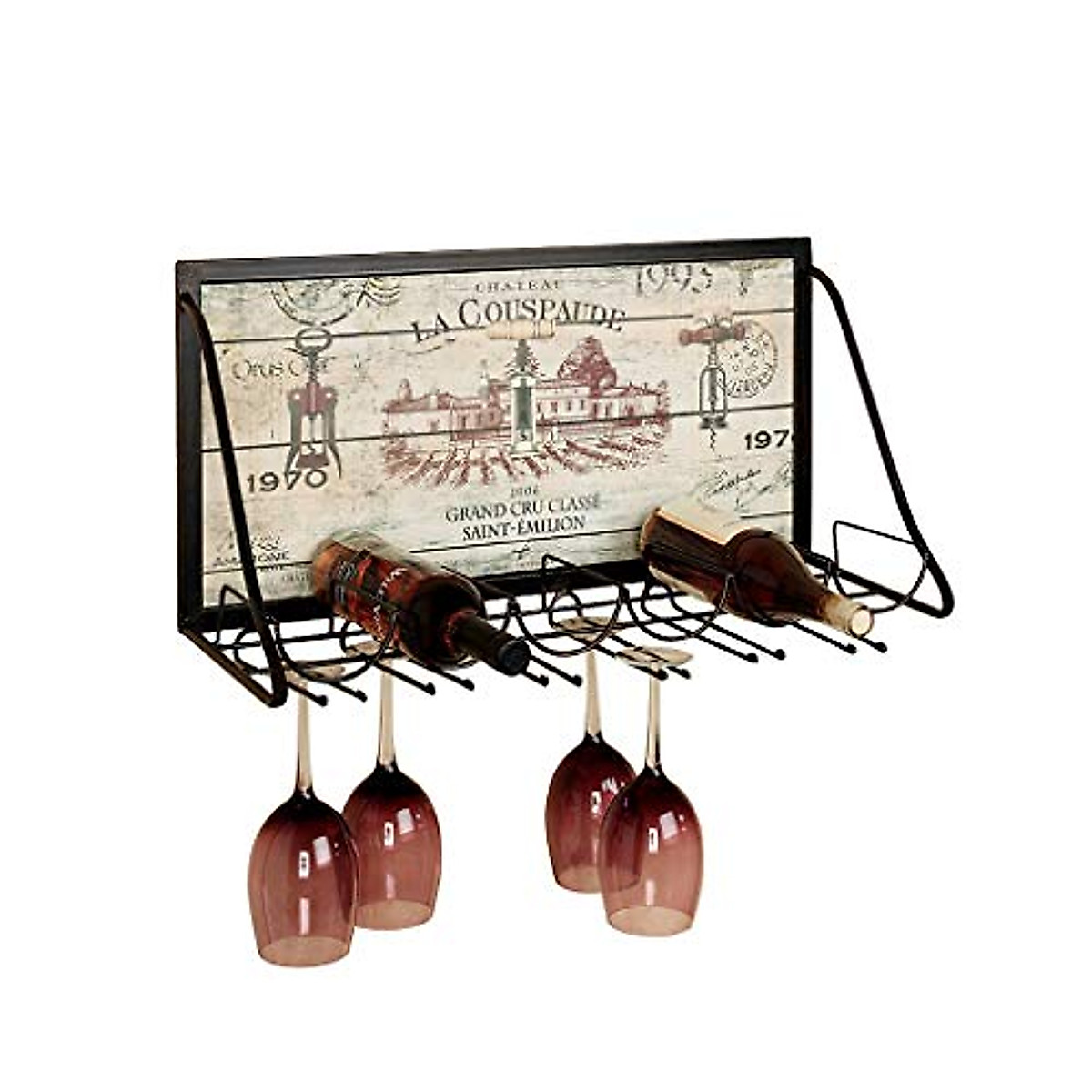 Wine Rack Wall-Mounted Wine Rack Creative Wine Glass Holder Goblet Holder Hanging Wine Rack Put 6 Bottles of Wine and Put 12-18 Glasses