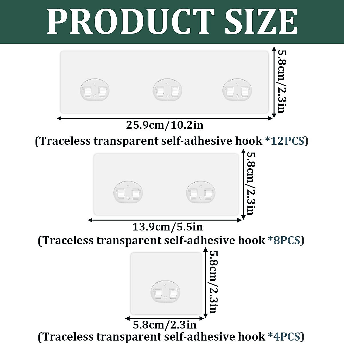 12 Pack Shower Caddy Adhesive Replacement, Transparent Strong Adhesive Hooks, Waterproof No Drilling Shower Shelf Adhesive for Shower Caddy, Bathroom Storage Kitchen